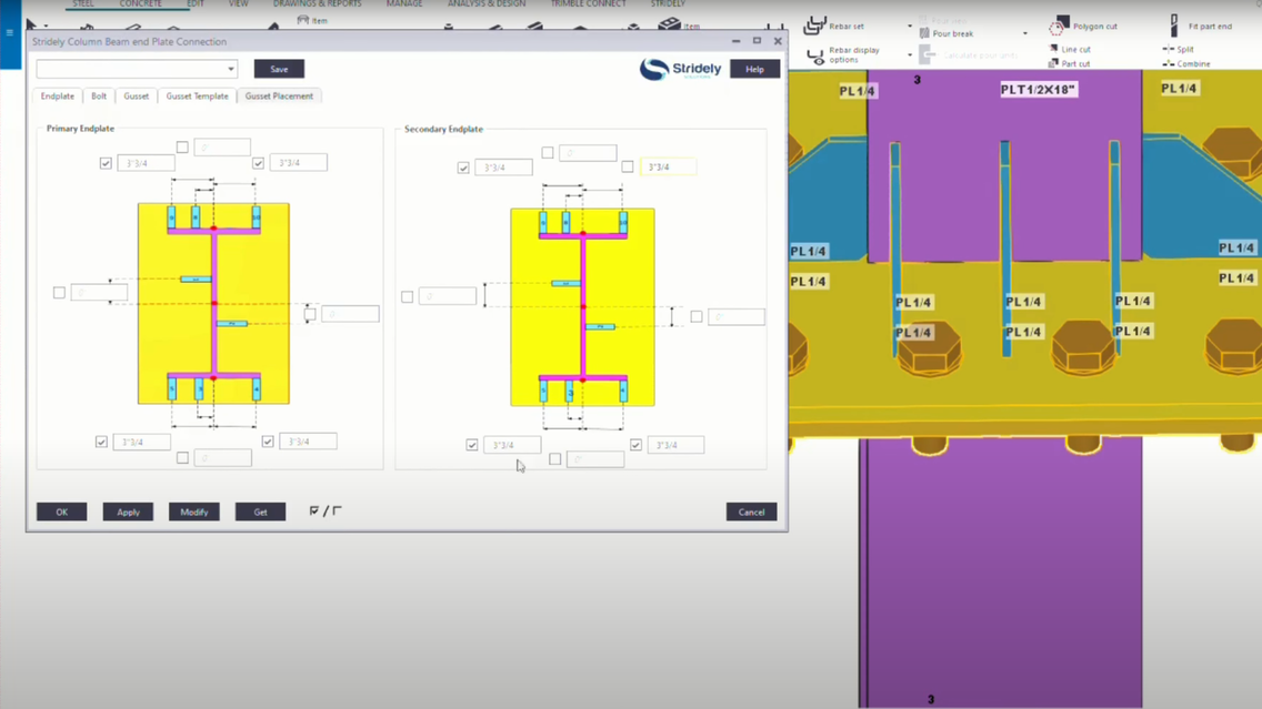 Stridely Column Beam Endplate Connection | Tekla
